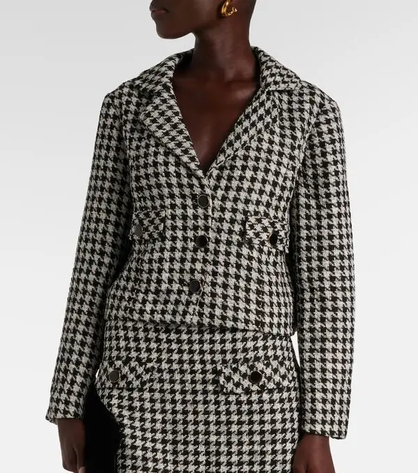 Rixo Houndstooth Cropped Jacket