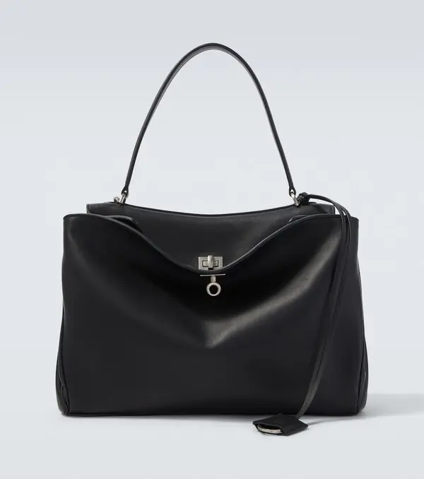 Balenciaga Rodeo Medium Leather Shoulder Bag - Black