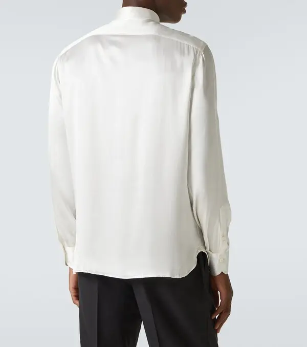 Rubinacci Silk Satin Tuxedo Shirt - White