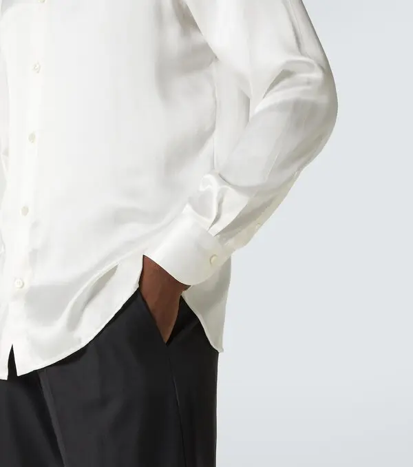 Rubinacci Silk Satin Tuxedo Shirt - White