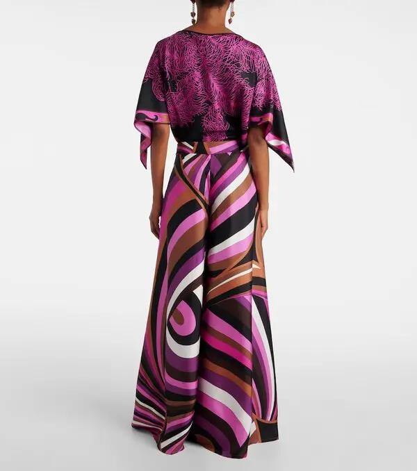 Emilio Pucci Iride Printed Silk Twill Palazzo Pants - Pink