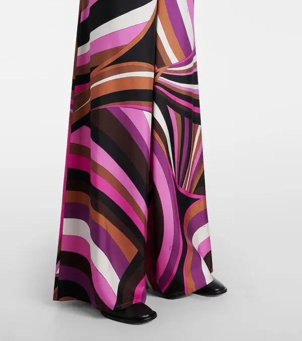 Emilio Pucci Iride Printed Silk Twill Palazzo Pants - Pink