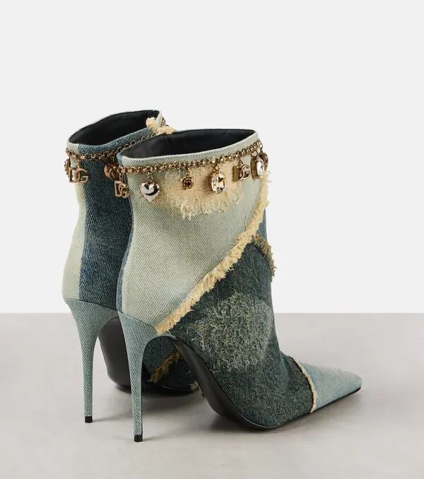 Dolce & Gabbana Embellished Denim Ankle Boots