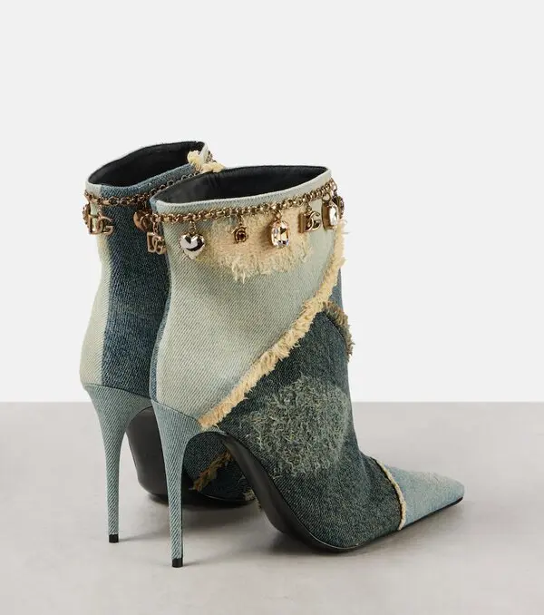 Dolce & Gabbana Embellished Denim Ankle Boots