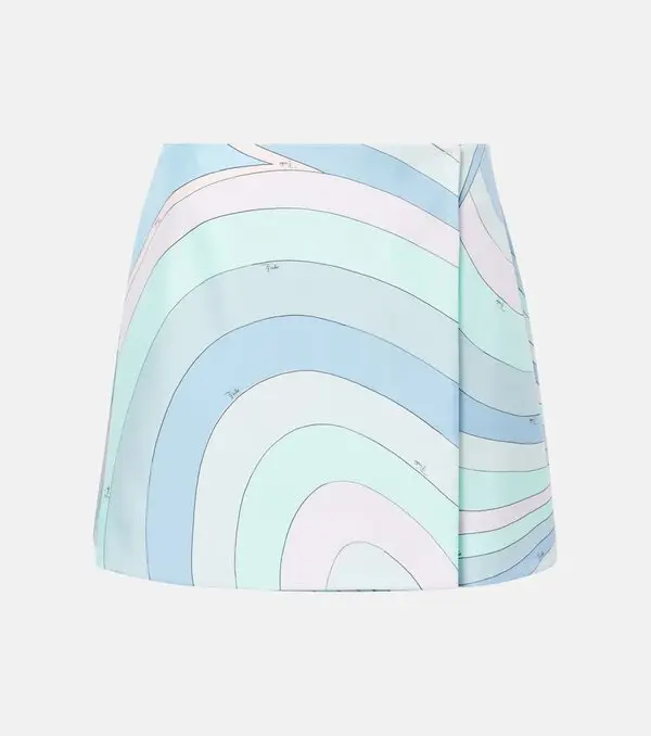 Emilio Pucci Iride Printed Silk Twill Wrap Skirt