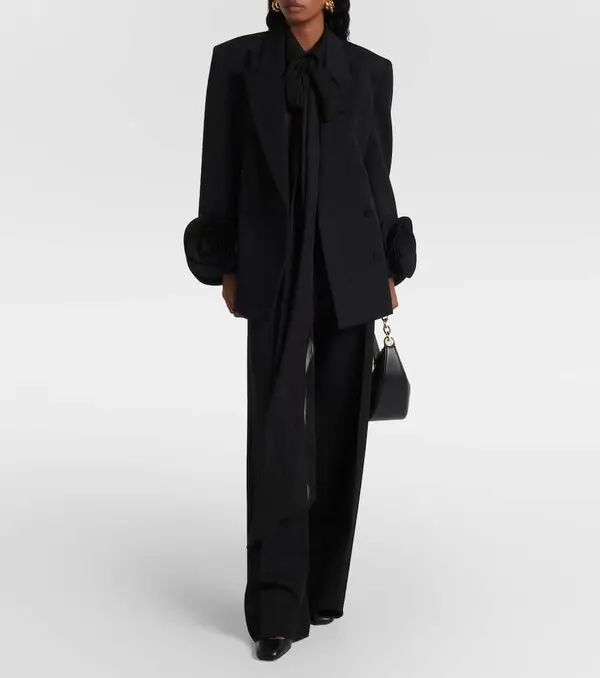 Valentino Garavani Grisaille Virgin Wool Straight Pants - Black