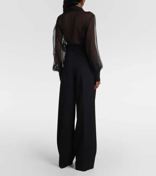 Valentino Garavani Grisaille Virgin Wool Straight Pants - Black