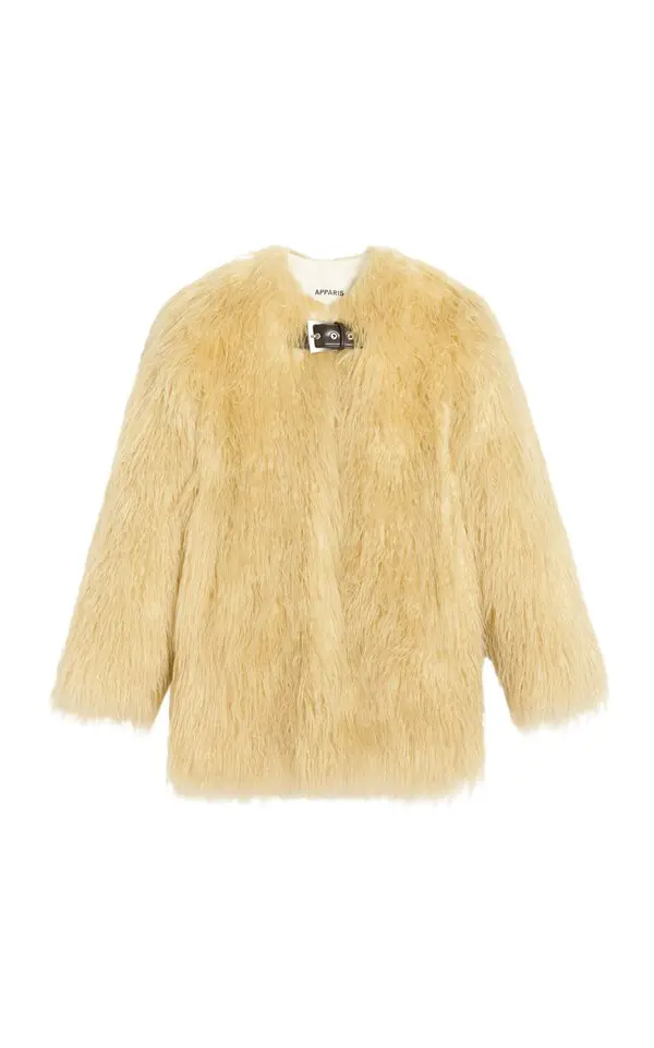 Apparis Petra Recycled Mongolian Fur Coat - Tan