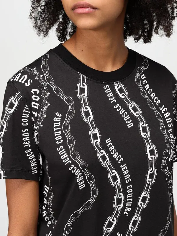 Versace Chain Print T-shirt - Black 1