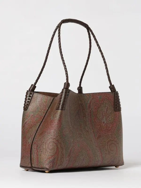 Etro Paisley Print Leather Shoulder Bag - Brown