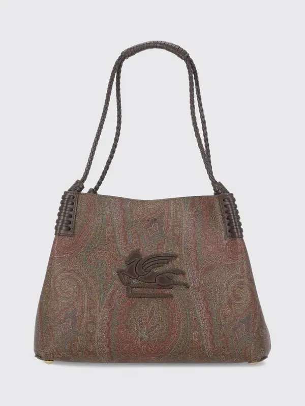 Etro Paisley Print Leather Shoulder Bag - Brown