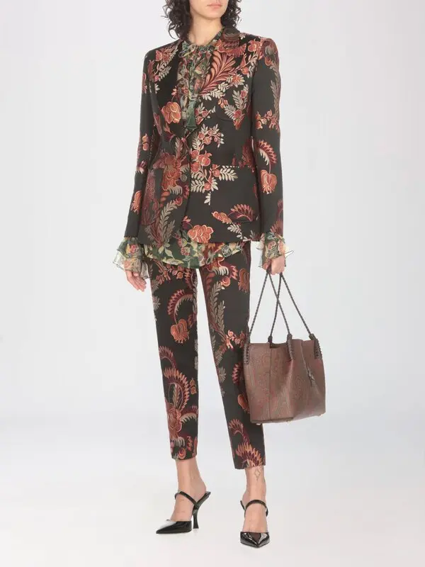 Etro Paisley Print Leather Shoulder Bag - Brown