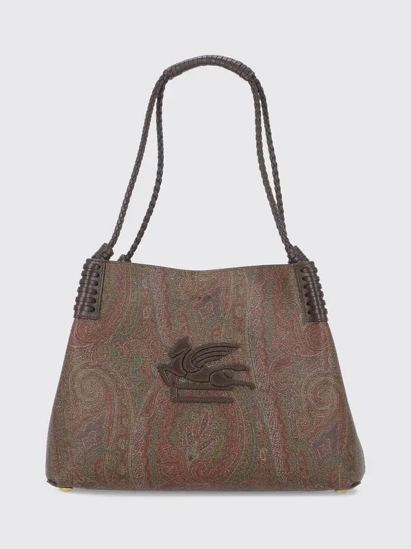 Etro Paisley Print Leather Shoulder Bag - Brown