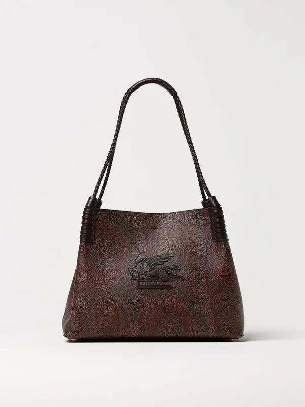 Etro Paisley Print Leather Shoulder Bag - Burgundy