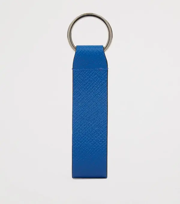 Smythson Panama Leather Keyring - Blue