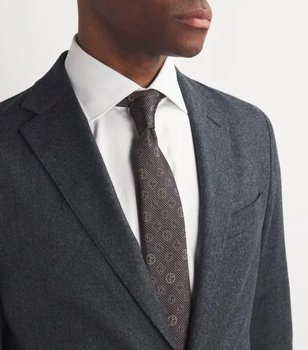 Giorgio Armani Silk Monogram Stripe Jacquard Neck Tie