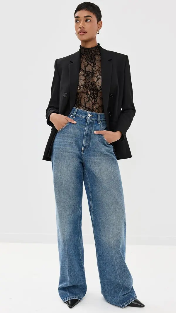 Good American Lace Long Sleeve Bodysuit