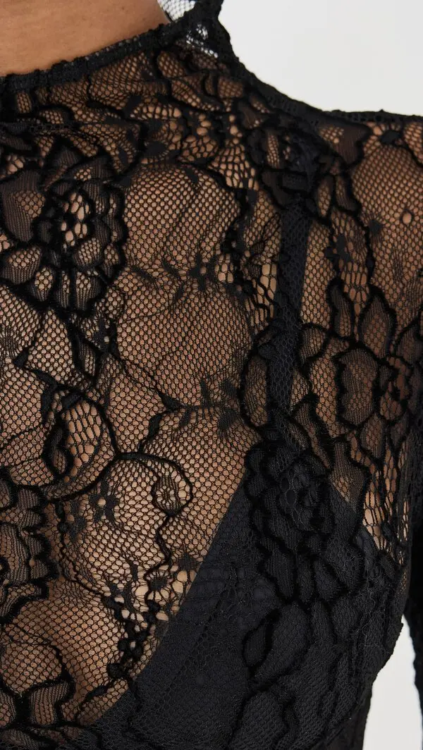 Good American Lace Long Sleeve Bodysuit