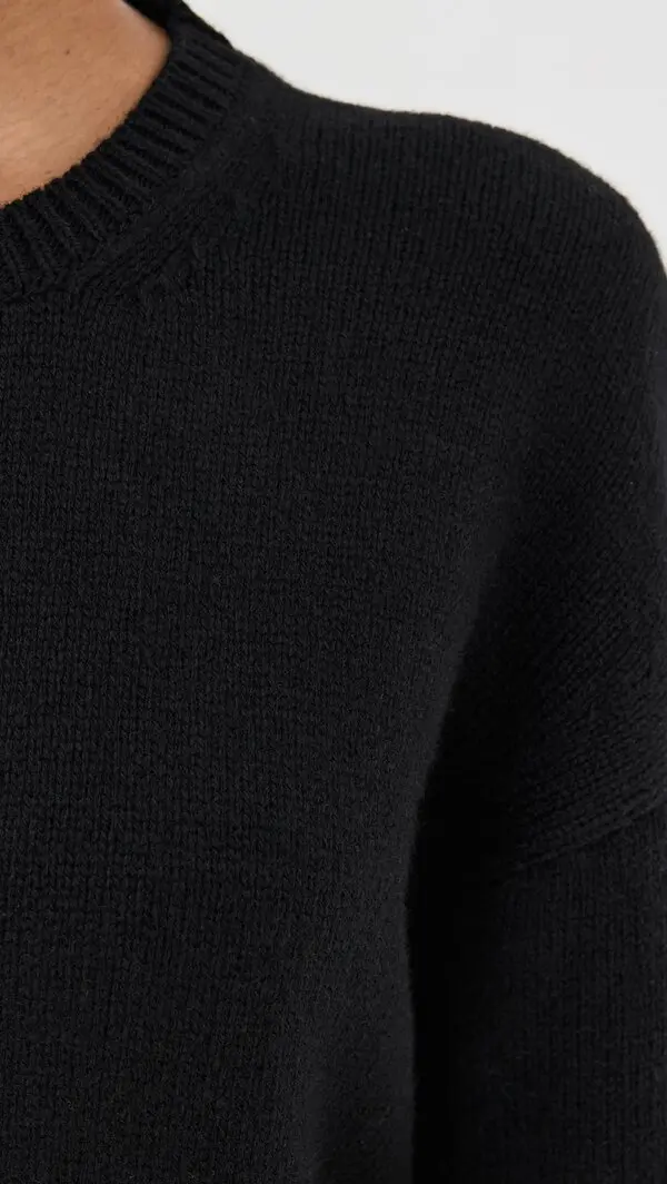 Another Tomorrow Cashmere Knit Sweatshirt - Black