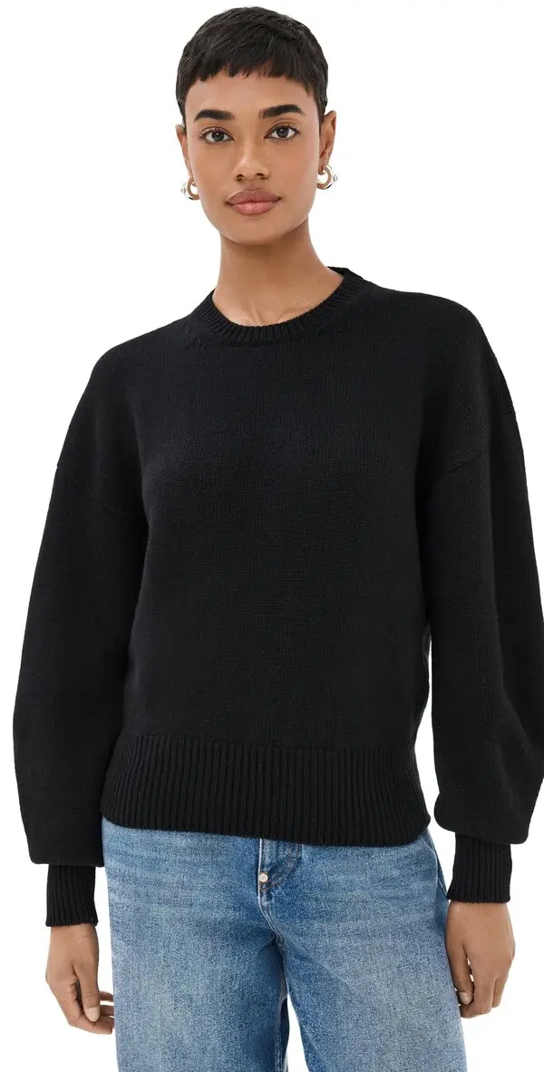 Another Tomorrow Cashmere Knit Sweatshirt - Black