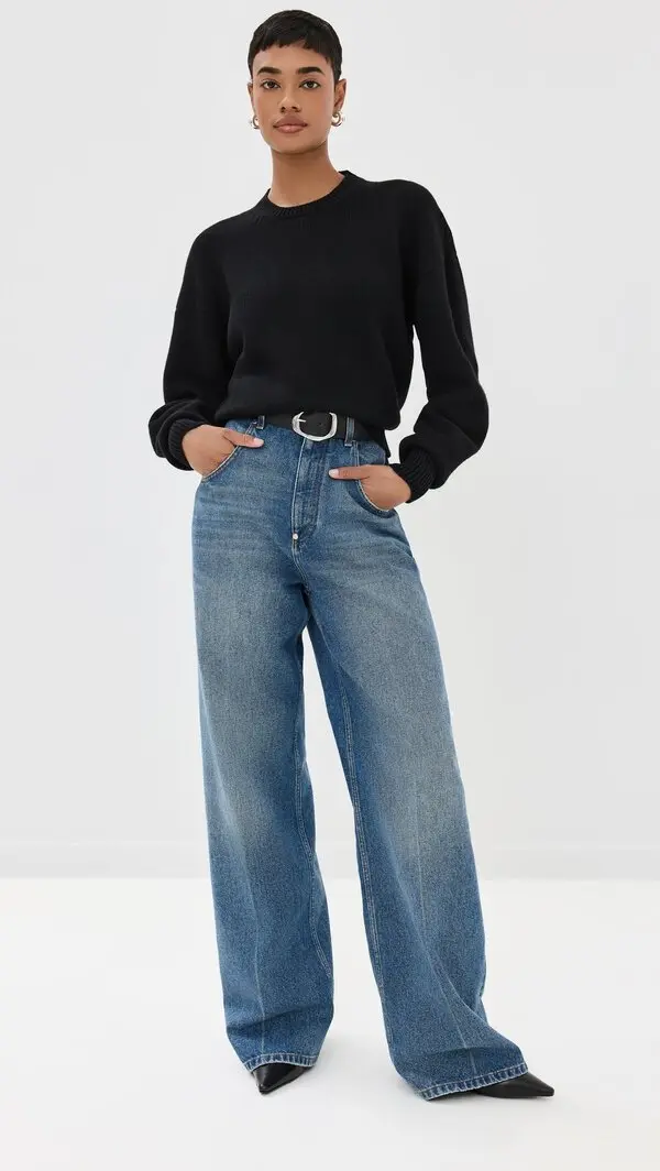 Another Tomorrow Cashmere Knit Sweatshirt - Black