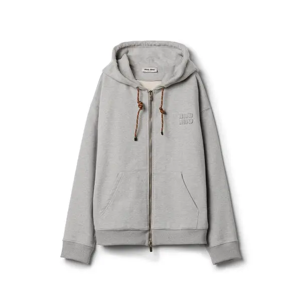 Miu Miu Cotton Fleece Zip-up Sweatshirt