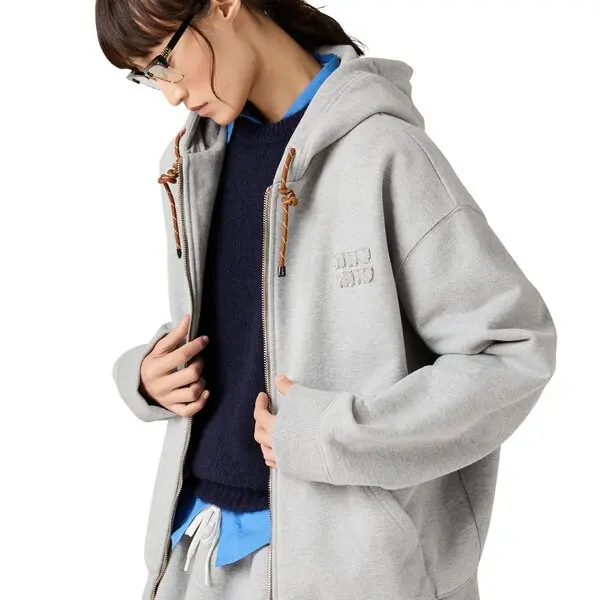 Miu Miu Cotton Fleece Zip-up Sweatshirt