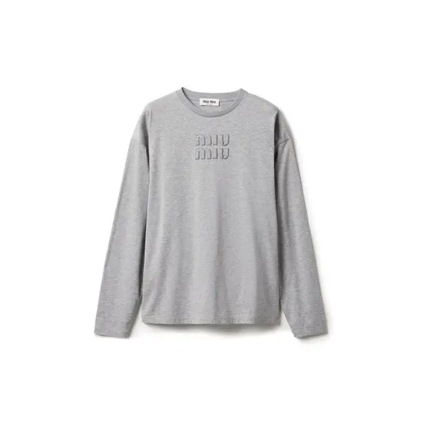 Miu Miu Cotton T-shirt With Embroidered Logo