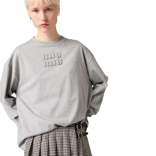 Miu Miu Cotton T-shirt With Embroidered Logo