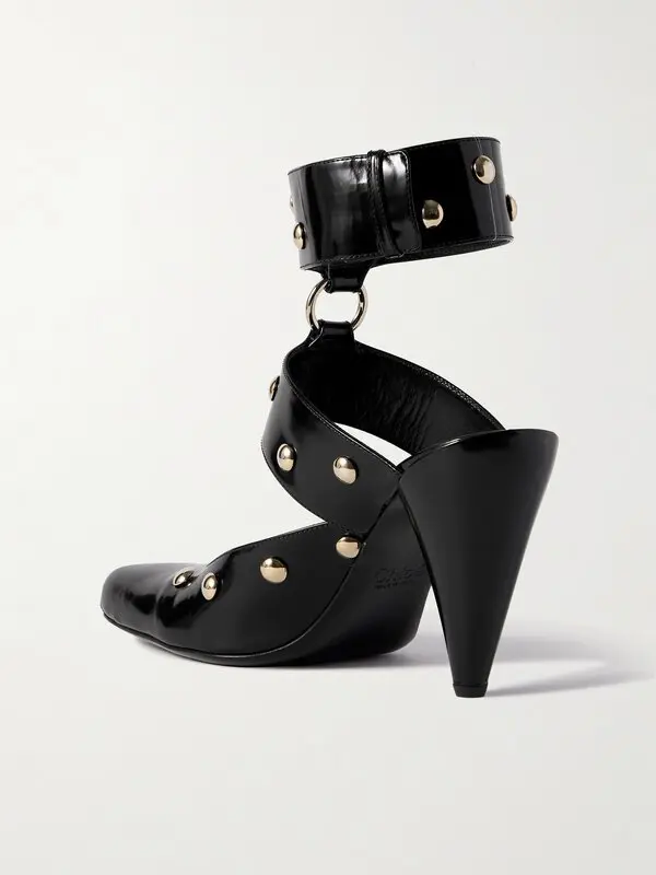 Chloé Jade Studded Patent-leather Pumps