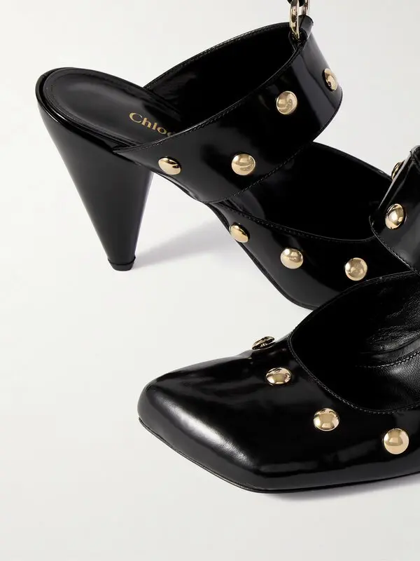 Chloé Jade Studded Patent-leather Pumps