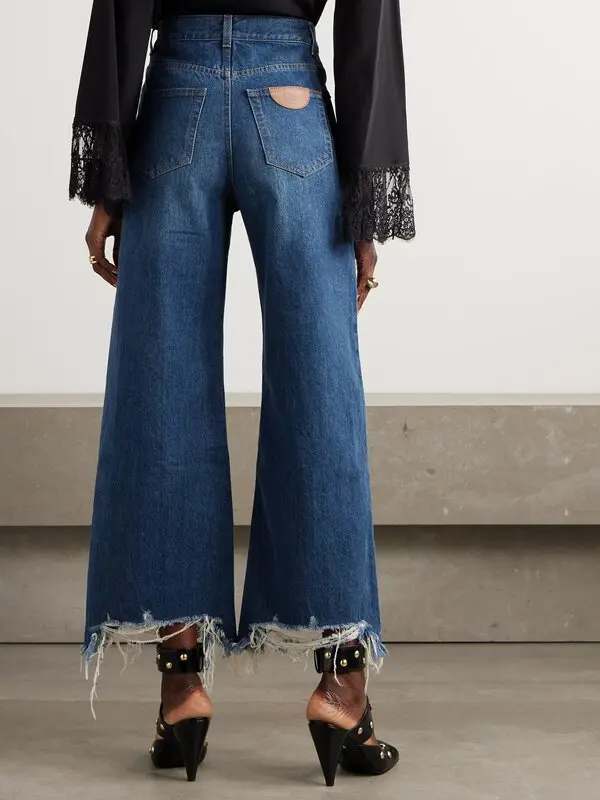 Chloé Cropped Distressed High-rise Wide-leg Jeans