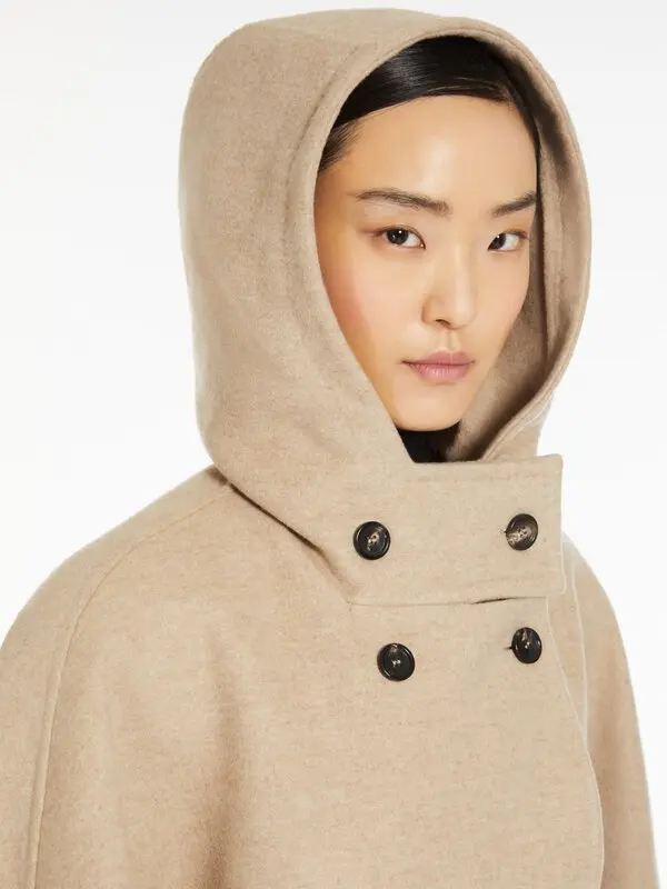 Max Mara Double-Breasted Parka In Wool And Cashmere - Beige