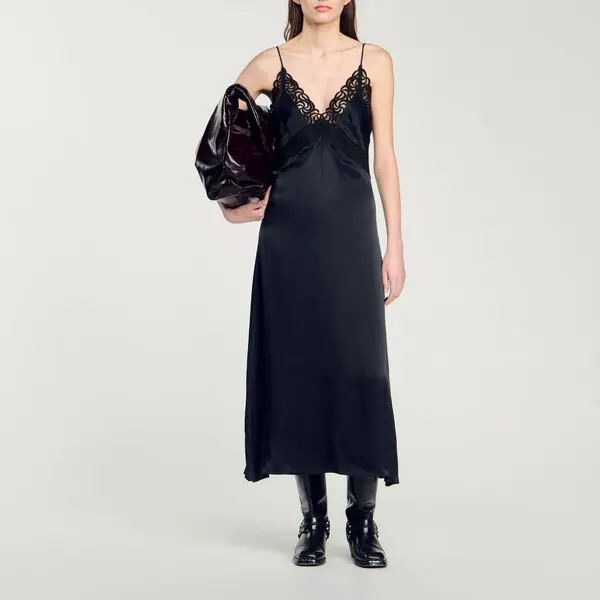 Sandro Lace Maxi Dress - Black