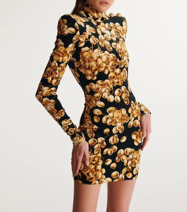 Balmain Grape Print Mini Dress - Black | Editorialist