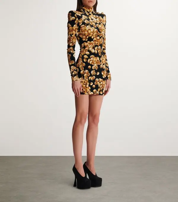 Balmain Grape Print Mini Dress - Black | Editorialist