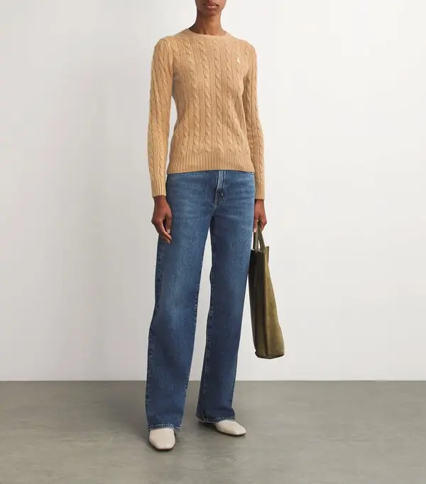 Polo Ralph Lauren Wool-cashmere Julianna Cable Knit Sweater - Beige