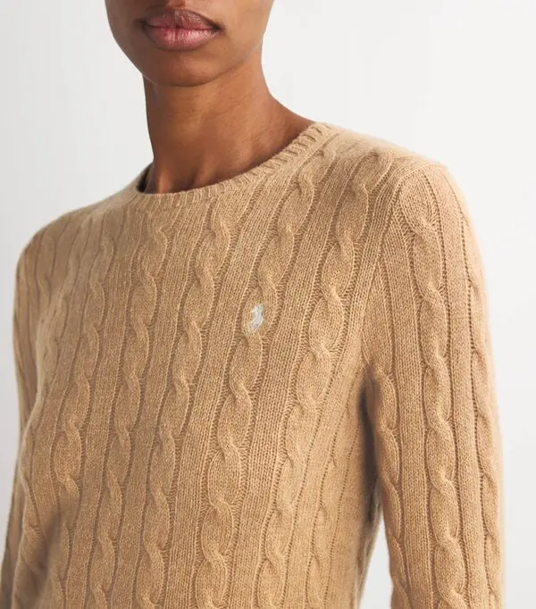 Polo Ralph Lauren Wool-cashmere Julianna Cable Knit Sweater - Beige
