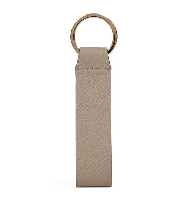 Smythson Leather Panama Keyring - Beige