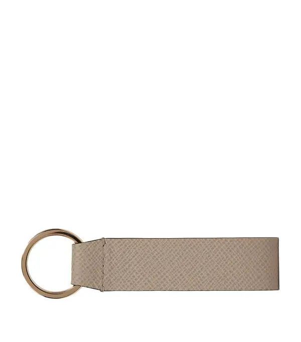 Smythson Leather Panama Keyring - Beige