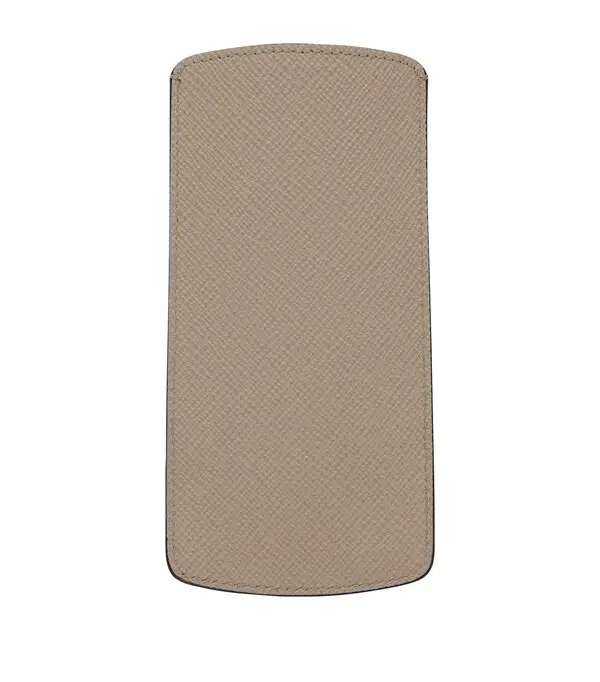 Smythson Leather Panama Glasses Case - Beige