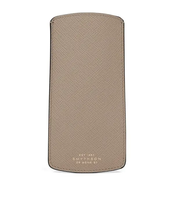 Smythson Leather Panama Glasses Case - Beige