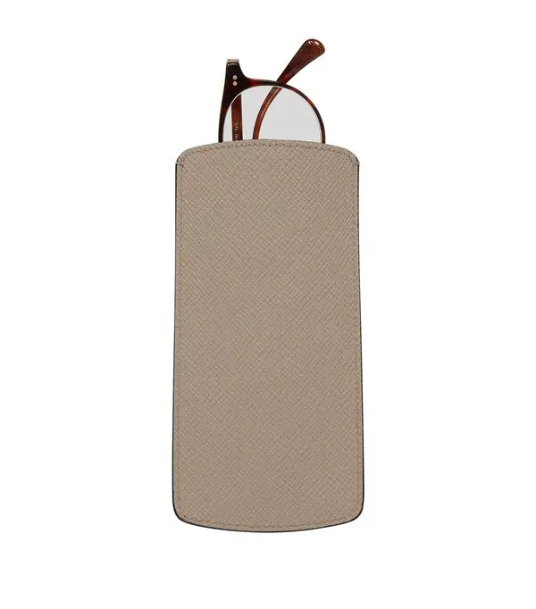 Smythson Leather Panama Glasses Case - Beige