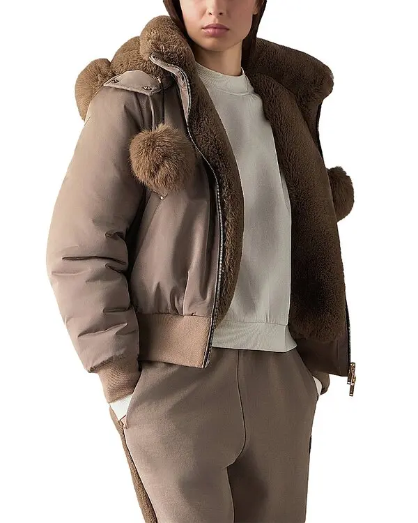 Moose Knuckles Debbie Reversible Bomber Jacket - Ashen