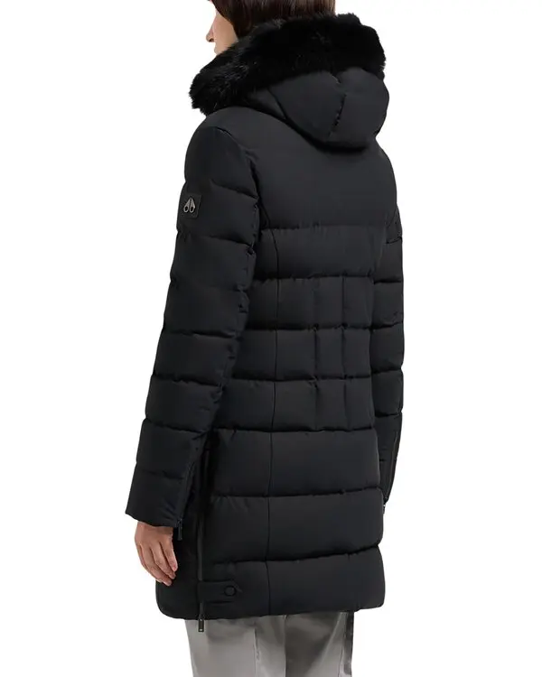 Moose Knuckles Watershed Down Parka With Shearling Trim - Black/black Shearling
