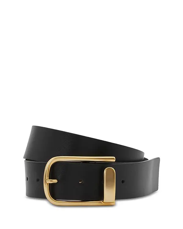 REISS Iyla Half Keeper Buckle Leather Belt - Black