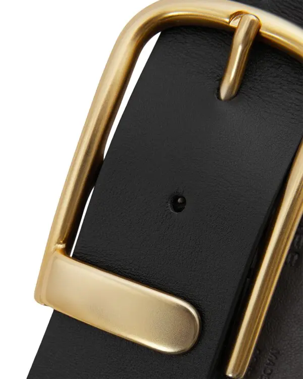 REISS Iyla Half Keeper Buckle Leather Belt - Black