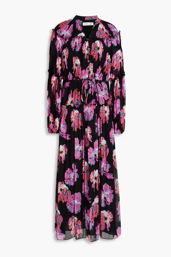 Diane Von Furstenberg Floral-print Georgette Midi Dress - Pink