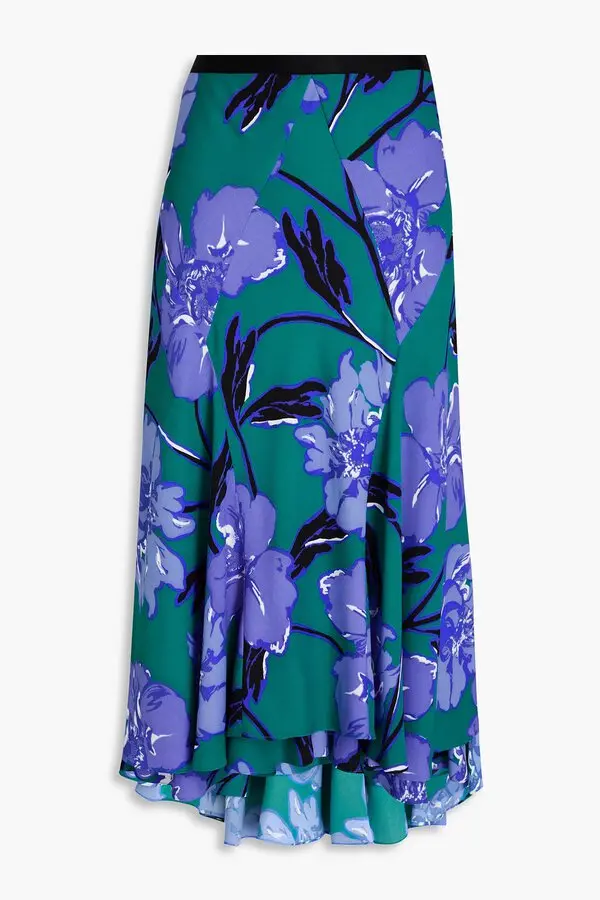 Diane Von Furstenberg Debra Floral-print Crepe Midi Skirt - Jade