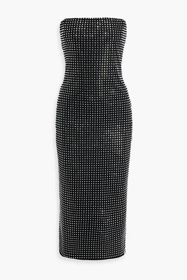 A.L.C. Elizabeth Strapless Crystal-Embellished Mesh Midi Dress In Black -  60% Off | Editorialist